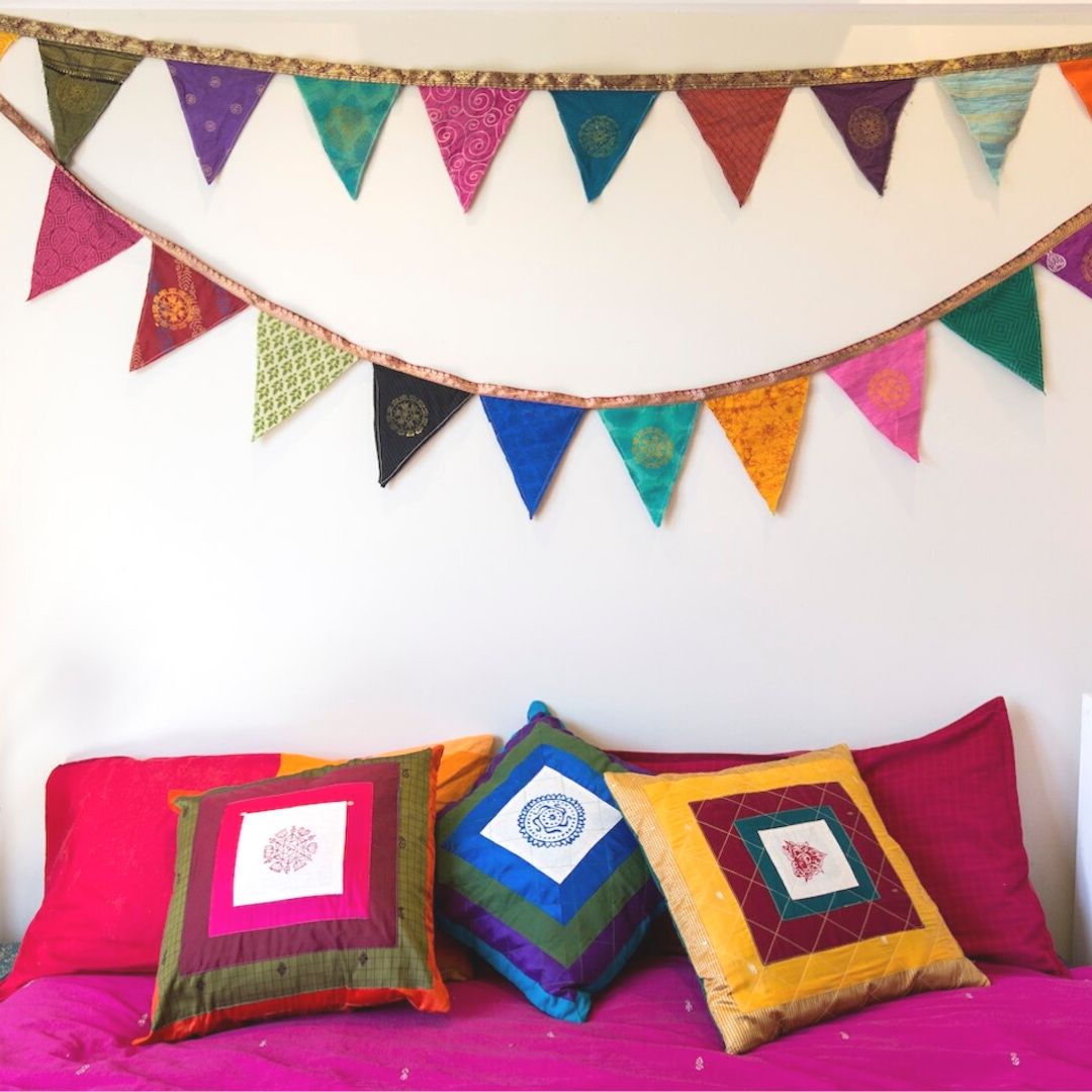 Upcycled sari flags, reusable sari bunting – Shakti.ism | शक्तिवाद